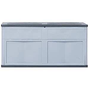 INLIFE 84.5 Gal Garden Storage Deck Box,Waterproof Outdoor Storage Box Storage Cabinet Plastic Garden Organizer For Patio,Lawn,Backyard Outdoor Bench With Storage Gray 46.9"x 18.1"x 23.6"
