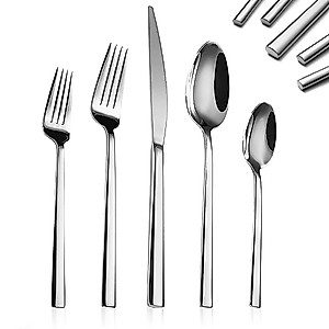 20-Piece Silverware Set Stainless Steel Flatware Set, Mirror Polished Eating Utensils Set for 4, Include Fork Spoon Knife, Dishwasher Safe(silver)