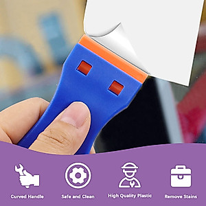 Swpeet 36Pcs 3/4" 7/8" 1" 1-1/2" Plastic Chisel and Plastic Blade Scraper Tools with Blades Replacement Assortment Kit, Scraper Remover Tool Kit Cleaning Scraper Remover for Adhesive, Caulk, Labels