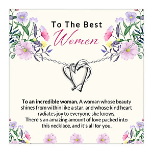 OMNIACIRCA Omnia Circa 925 Sterling Silver Love Heart Necklace for Women - Bonus Mom Gift for Sister from Sister Double Love Heart Pendant Necklace Gift for Girlfriend