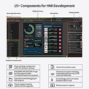 7 inch Smart HMI TFT LCD Display Module with Complimentary GUI Software + UART Port + Cortex A8 CPU for Arduino ESP32 Project or Industry Equipment Control