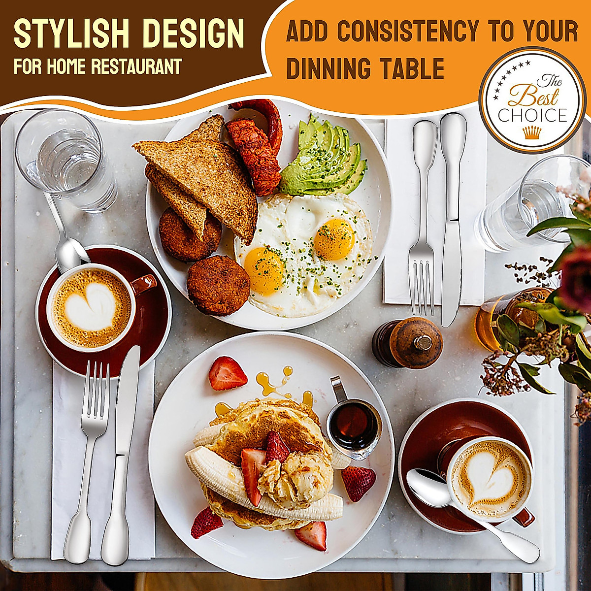 HaWare 18/10 Stainless Steel Flatware, 40-Piece Silverware Set for 8, Premium Cutlery Set for Home Restaurant, Include Knife Fork Spoon, Ergonomic Design Eating Utensils Tableware, Dishwasher Safe