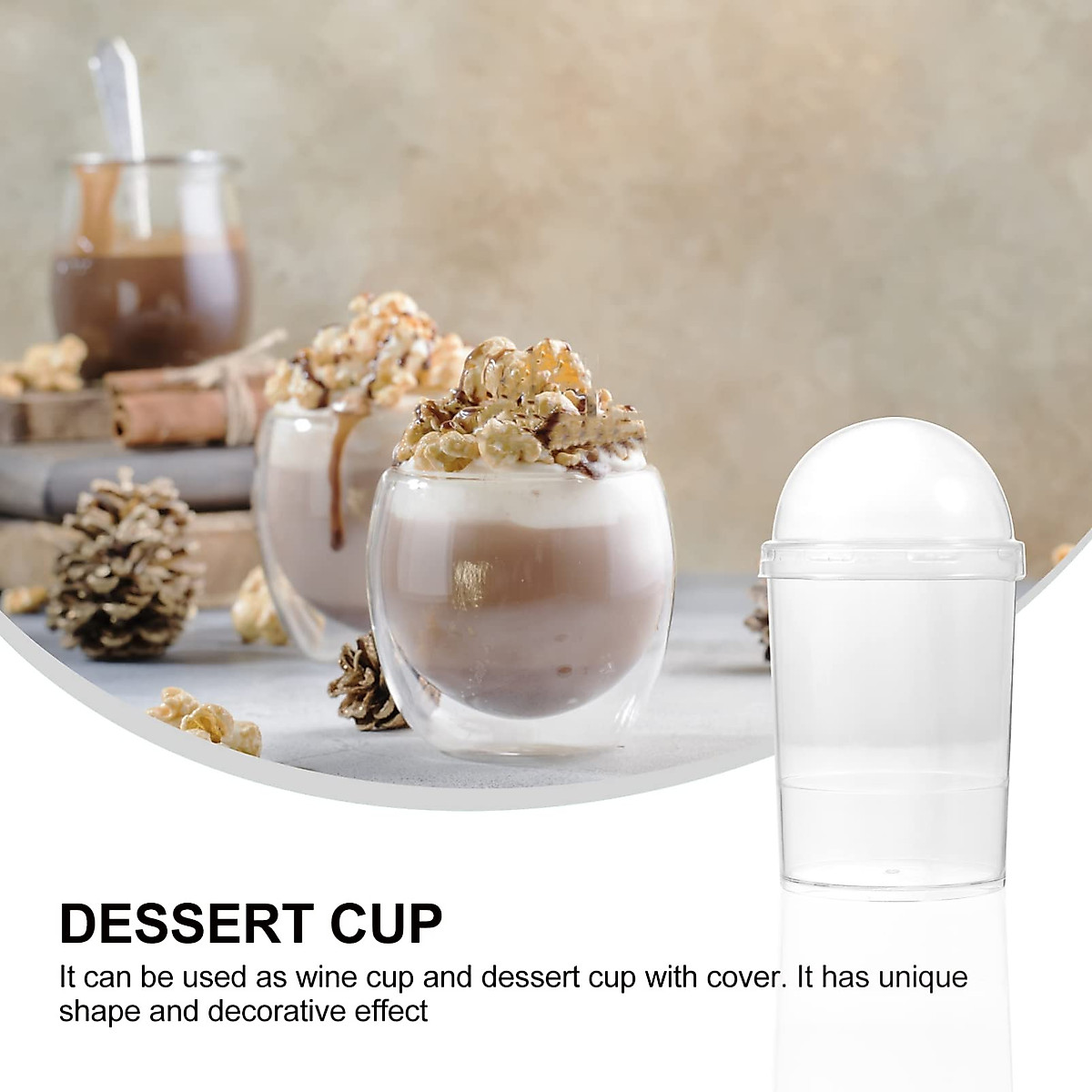 Hemoton Clear Dessert Cups 20pcs Disposable Dessert Cups Plastic Small Appetizer Cups Clear Cupcake Cups Sundae Cups DIY Tasting Shot Glasses with Lids for Snacks Mousse Parfaits Puddings