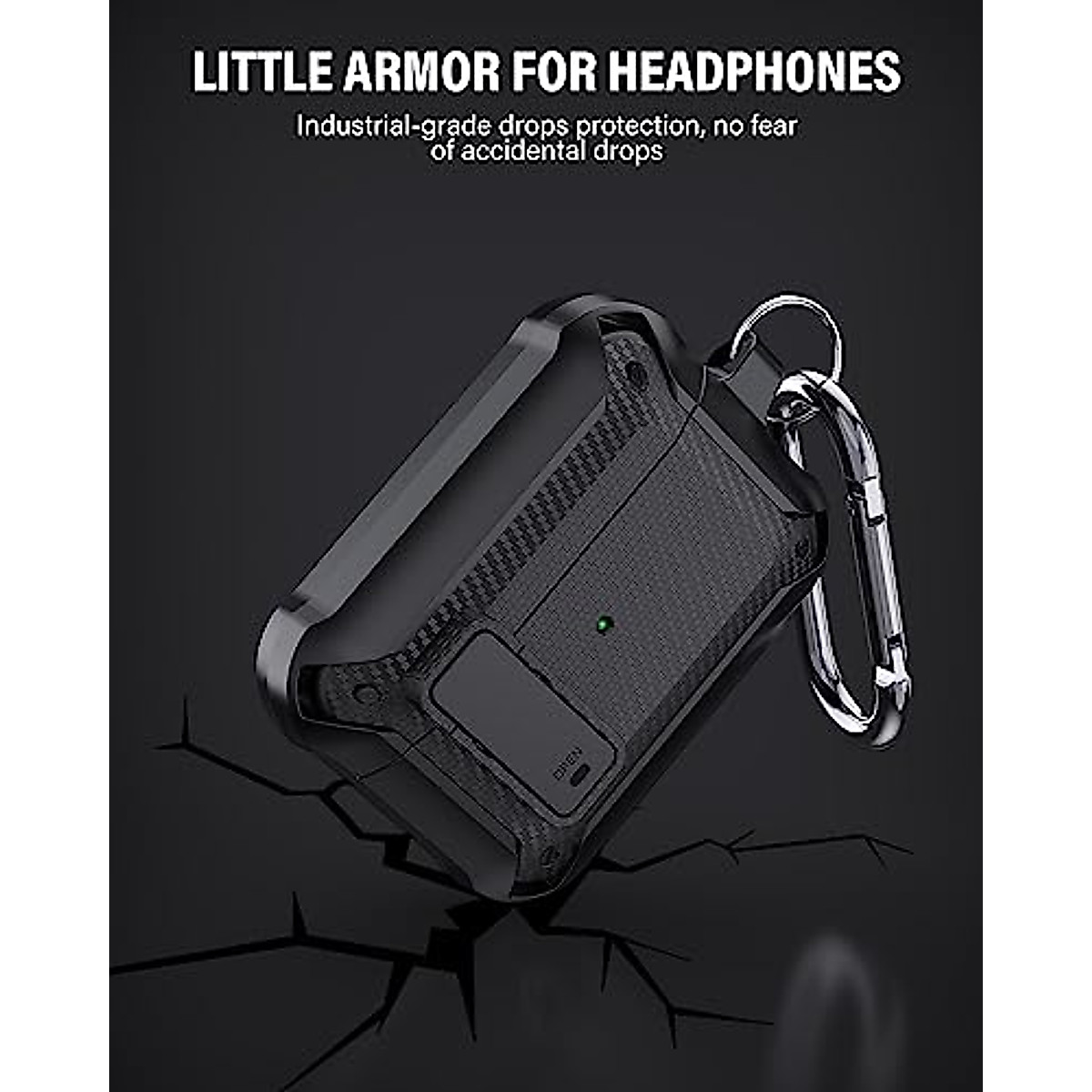 Airpod Pro 2nd Generation Case, Airpods Pro Gen 2 Cover, Air pod Pro 2 Hard Case Cover Armor Lock Design for Men Women with Keychain, Cool Full-Body Shockproof Case for Apple Airpods Pro 2022（Black）