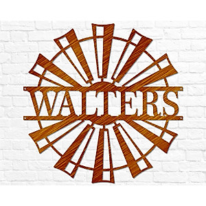 Personalized Windmill Wall Decor Personalized Windmill Sign Custom Windmill Decor Metal Family Name Sign Last Name Farmhouse Decor Farm Sign