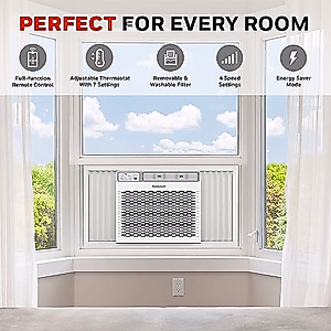 Honeywell 8,000 BTU Digital Window Air Conditioner, Remote, 4 Modes, Eco, 350 sq ft Coverage