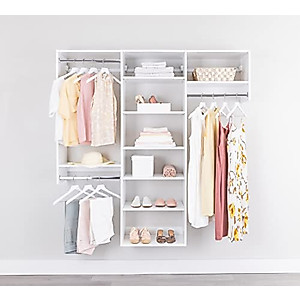 MC Modular Closets Closet Kit with Hanging Rods & Shelves - Corner Closet System - White, 79.5 inches Wide