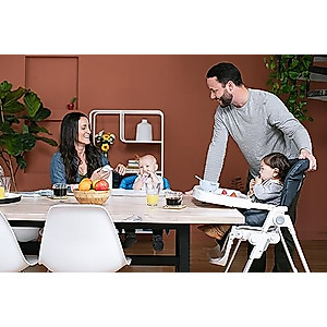 Inglesina Gusto Folding Convertible High Chair For Baby & Toddler Chair With Removable Tray, 4-position height adjustable, 3-position reclining seat, Adjustable Footrest, Graphite