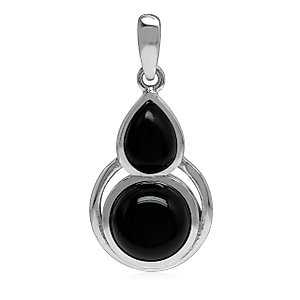 Silvershake Natural Black Onyx 925 Sterling Silver Contemporary Geometric Pendant