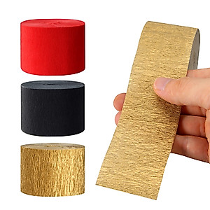 Red-Black Gold Casino-Theme Party-Decorations Streamers - 9 Rolls Graduation Wedding Birthday Baby Bridal Shower Crepe Tissue Paper Streamer Garland Decor Panduola