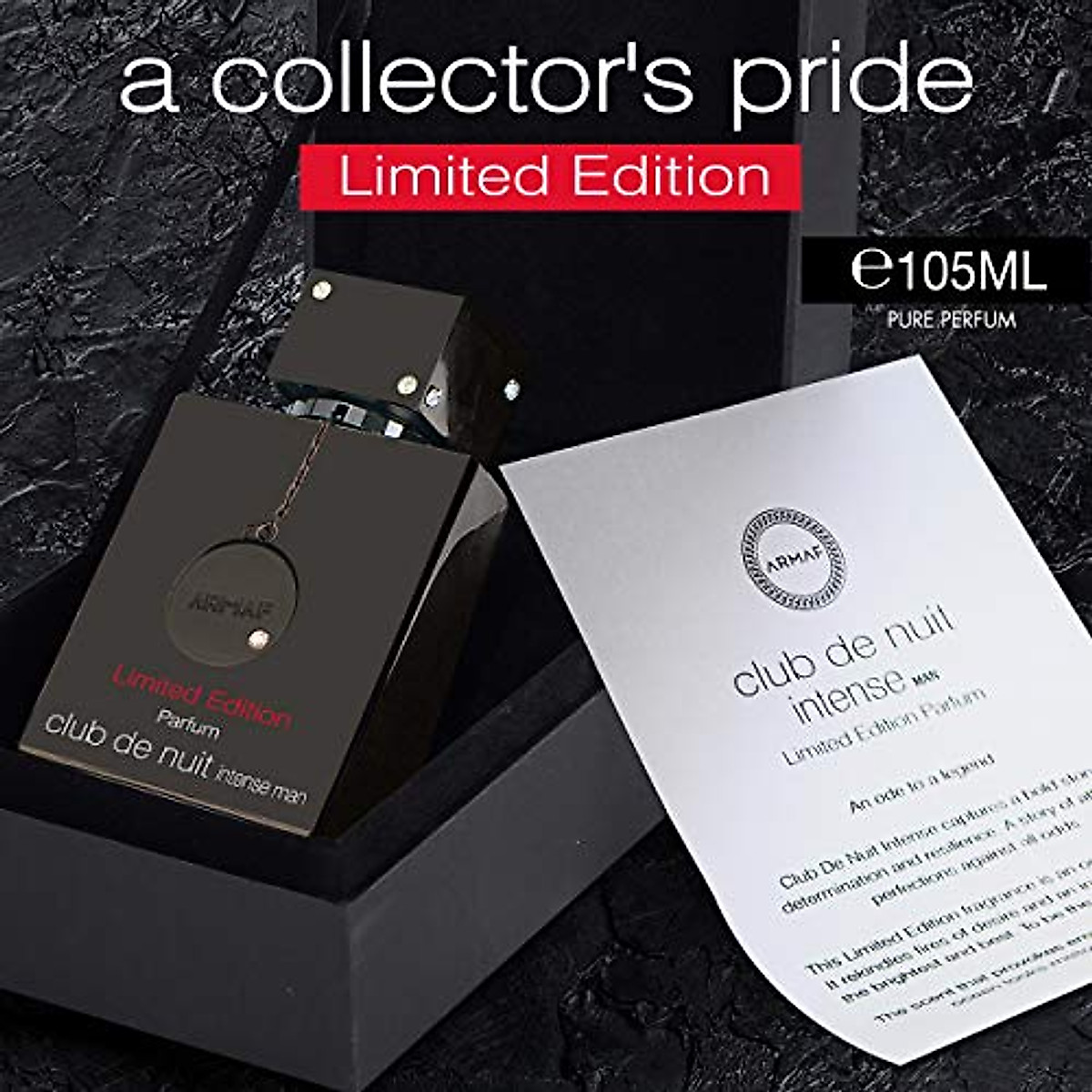 ARMAF Club De Nuit Intense Men Limited Edition Pure Parfum, Black, Woody Spicy Masculine Scent, 3.6 Fl Oz