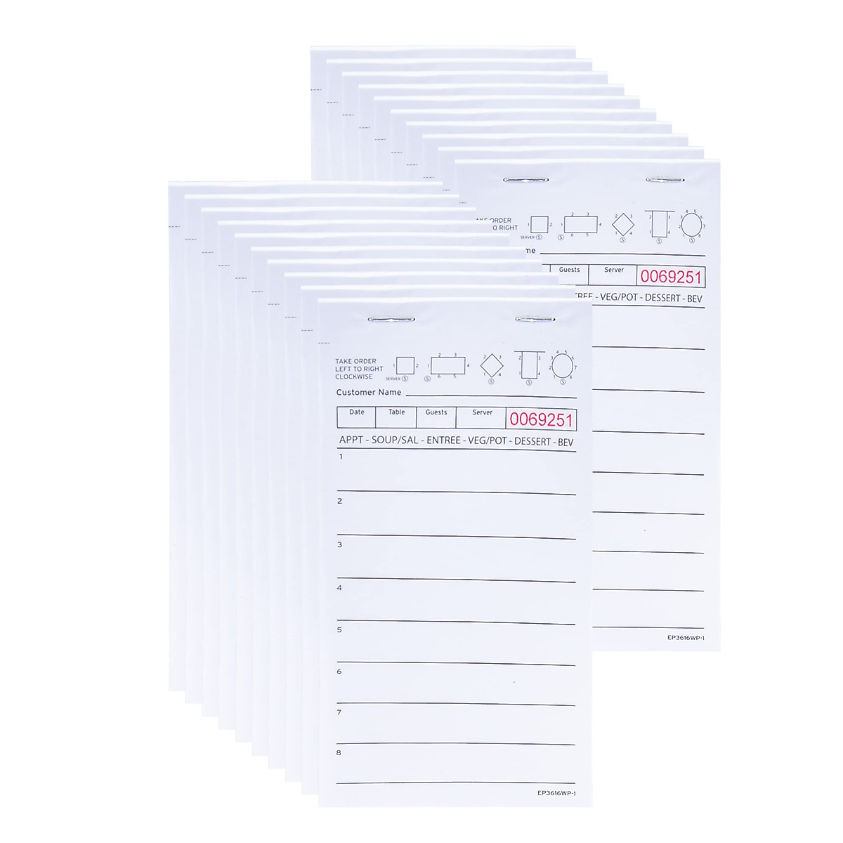 DGBDPACK Guest Check Pads EP-3632-1 (20 Pads), Total 1000 Pink Waitress Notepad, Server Order Pads