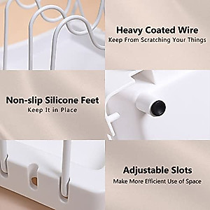 WANCHIY Cookie Sheet Organizer Rack for Cabinet- 3 PACK Pot and Pan Organizer for Cabinet, Adjustable Cutting Board Organizer, Baking/Lid/Dish/Plates/Pan Organizer Rack for Cabinet(White)