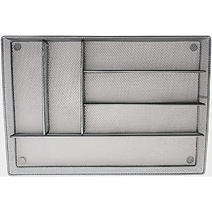 Maypes Kitchen Utensil Silverware Tray - Drawer Organizer for Flateware - Drawer Mesh Organizer (Silver)