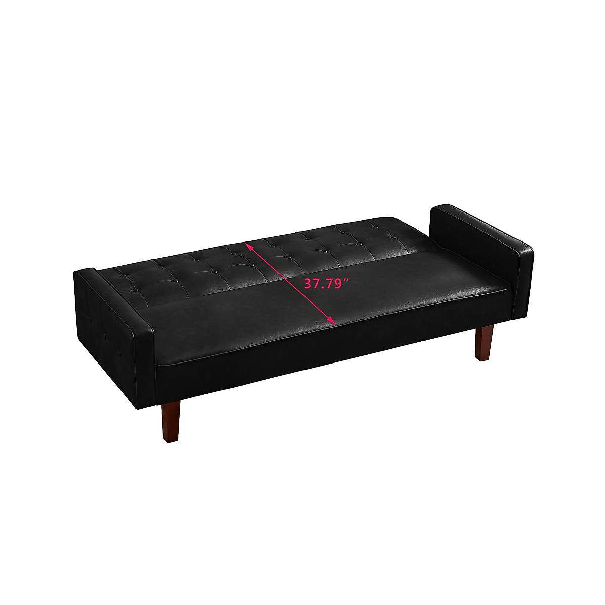Faxu Leather Futon Sofa Bed Convertible Couch Daybed,Folded Upholstered Sleeper Loveseat for Small Space with Solid Wood Legs ,Multi-functional Tufted Sofa & Couches for Seating Napping Overnight