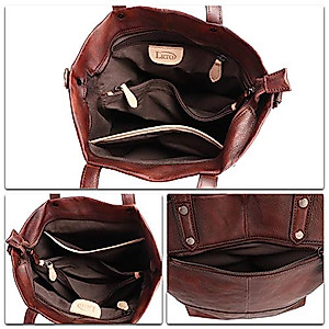 Genuine Leather Satchel Purses Handbags for Women Top Handle Bags Lady Crossbody Shoulder Tote Bags (Coffee)