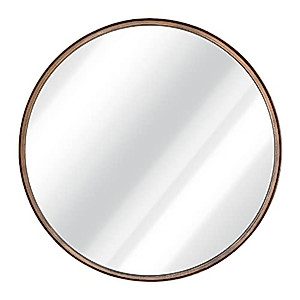 HBCY Creations Large Round Mirror, 27.5 inch Brushed Bronze Wall Mirror with Handcrafted Oil Rubbed Frame, Metal Framed Decorative Hanging Mirror for Both Rustic and Boho Design and Decor