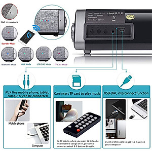 ASIYUN Sound Bar, Wired and Wireless Bluetooth 5.0 Audio Speaker Surround Sound Home Theater Built-in Subwoofers for TV/PC/Phones/Tablets with Remote Control (Support Device with AUX/RCA/USB Function)