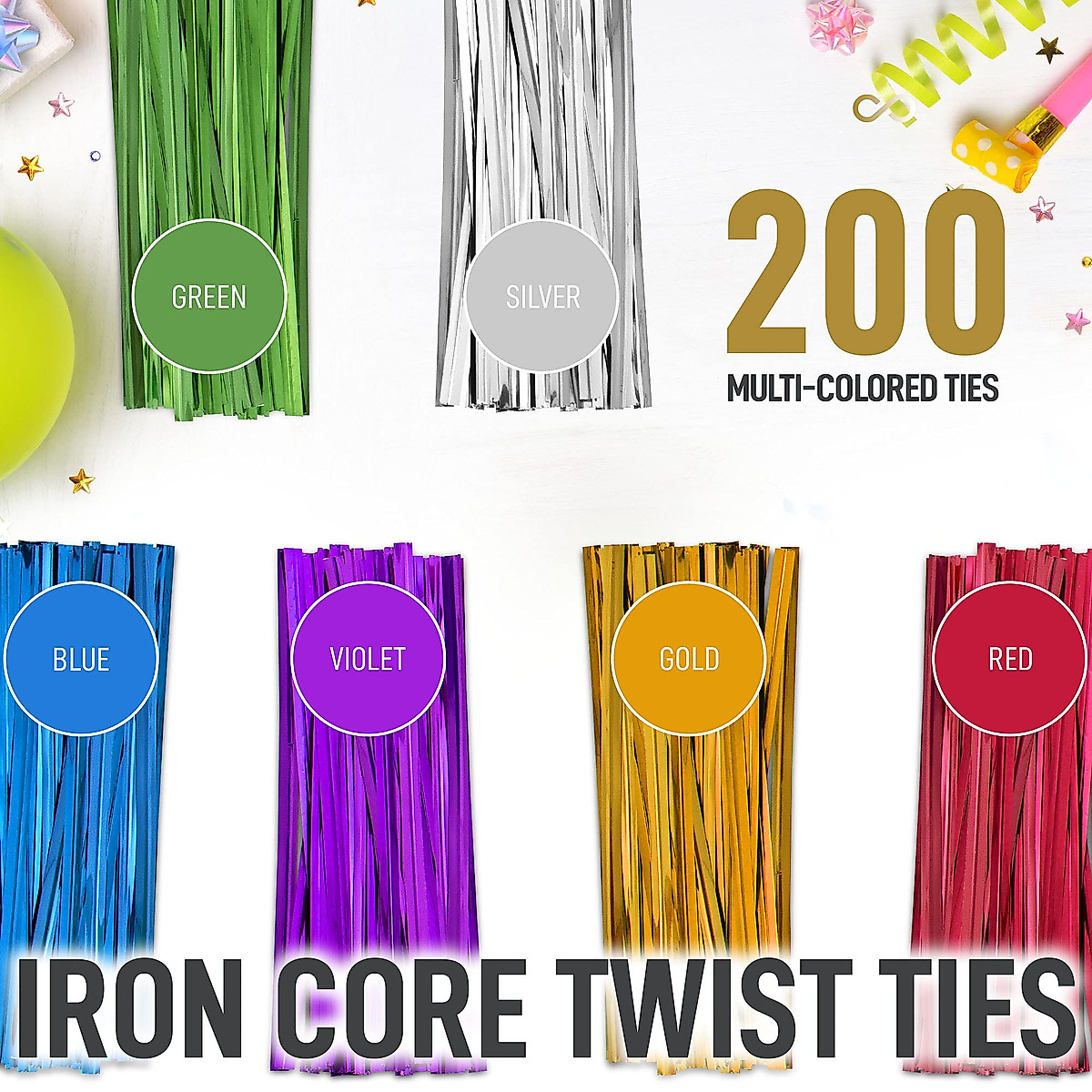 Simple Craft 200 Pack Candy Treat Cellophane bags - 8x10 Thick Plastic Candy Bags With Ties For Goodie Bags - Clear Cellophane Treat Bags For Candy, Cookies & Pastries (8''x10'')