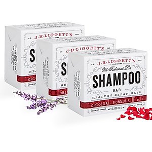 J·R·LIGGETT'S All-Natural Shampoo Bar, Original Formula - Supports Strong and Healthy Hair - Nourish Follicles with Antioxidants and Vitamins - Detergent and Sulfate-Free, Set of 3, 3.5 Ounce Bars