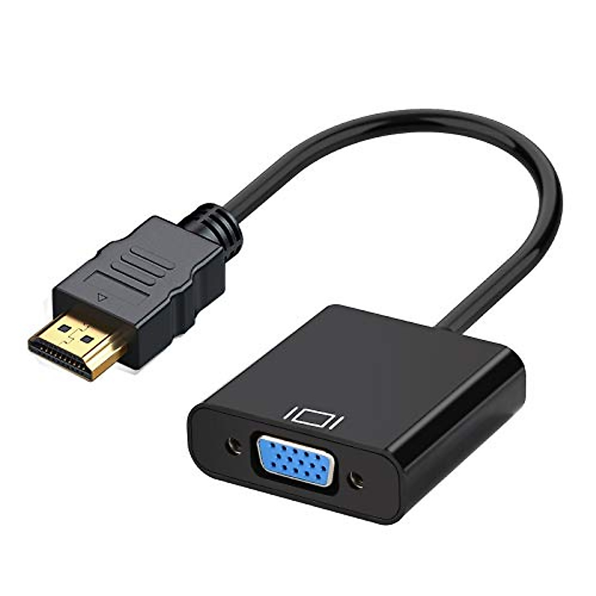 HDMI to VGA Adapter, Gold-Plated HDMI Converter (Male to Female) Compatible for Computer, Desktop, Laptop, PC, Monitor, Projector, HDTV, Chromebook, Raspberry Pi, Roku, Xbox and More