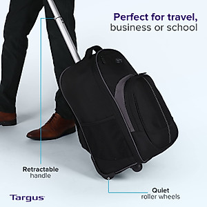 Targus Compact Rolling Backpack for Business, College Student and Travel Commuter Wheeled Bag, Durable Material, Tablet Pocket, Removable Laptop Protective Sleeve for 16-Inch Laptop, Black (TSB750US)