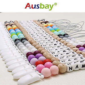 Ausbay Personalized Stroller Clip with Name, Unisex Baby Gifts for Newborn (Light Pink)