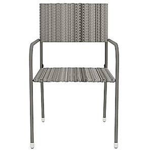 qiangxing 3 Piece Patio Dining Set Outdoor Patio Dining Set Outdoor Patio Furniture Patio Set Patio Table and Chairs Set Poly Rattan Gray 3098034