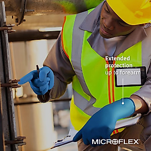 Microflex SafeGrip SG-375 Extra Thick Disposable Latex Gloves for Life Sciences, Automotive w/ Textured Fingertips - Large, Blue (Box of 50)