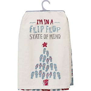 Primitives by Kathy Beach Holiday Dish Towel, Flip Flop State of Mind 28 inches length x 28 inches width square
