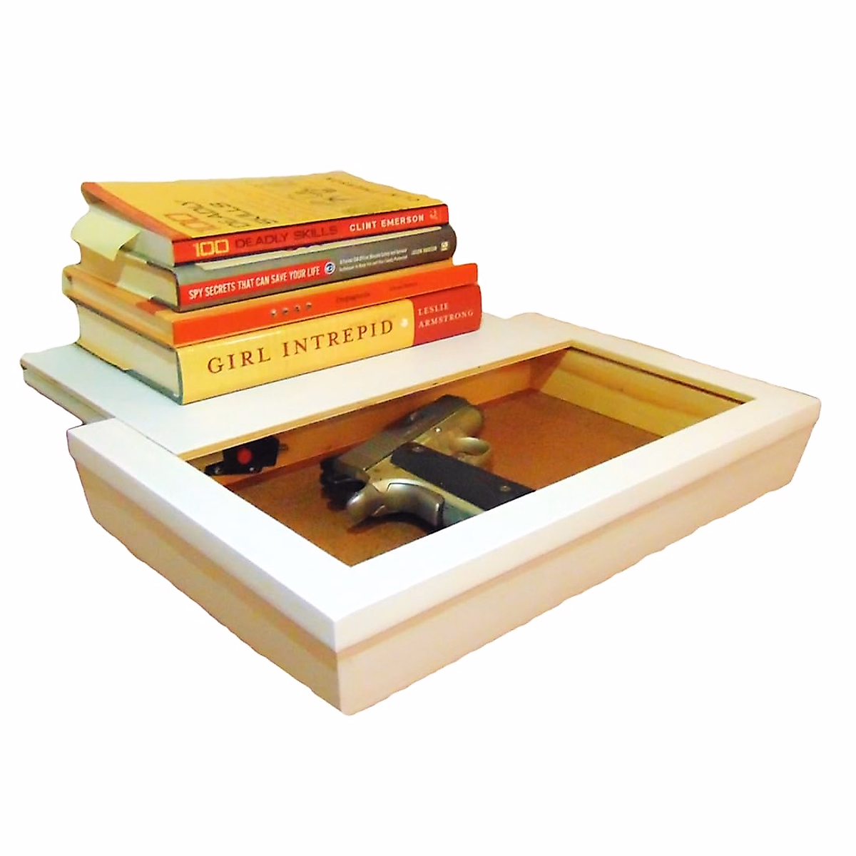 HEROBUILDERS Floating Shelf with Drawer - 100% Made in The USA - Real Wood Construction (Small, White)