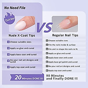 XS Short Almond Oval Gel Nail Tips - BTArtboxnails Extra Short Soft Gel Nail Tips, Milky White Press On Nails, 2 in 1 Neutral X-coat Tips Pre-applied Tip Primer, Stronger Adhesion Fake Nails Short for Nail Extension