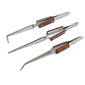 Megacast Bundle: Fiber Grip Soldering Tweezers Set - 6.5" Solder Tweezers (Approx. 45-Degree Angle), 6" Solder Tweezers (Approx. 90-Degree Angle) & 6.5" Straight Solder Tweezers