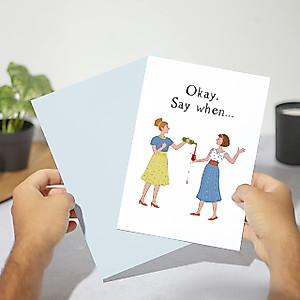 Huxters ‘Say When’ Birthday card for her A5 Wine Lovers Happy Birthday Card - Sassy and Unique Gift for Her - Includes Envelope - Fun Slogan Illustrated Greetings Card, FSC Certified Paper