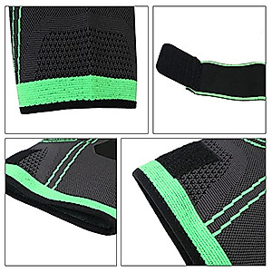 YCSM 1 Piece Set of Knee Support Protector, Compression Elastic Support Belt, Sports Knee Pads, for Running, Basketball and Volleyball (Color : Green 1PC Strap, Size : XXXL)