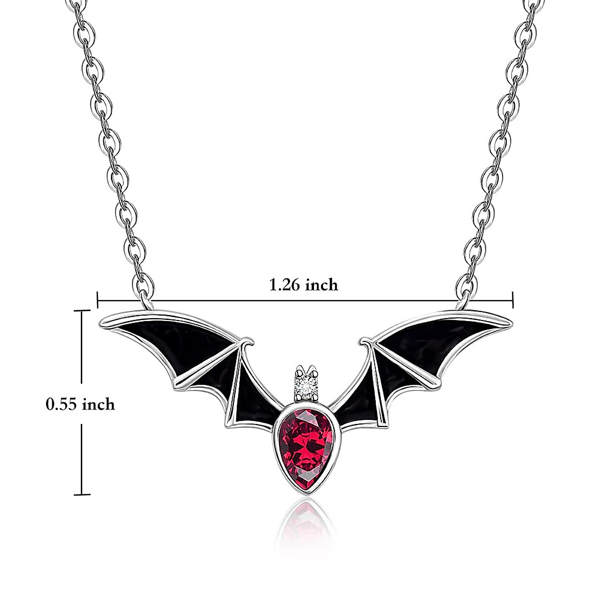 Halloween Bat Necklace Sterling Silver for Women Black Cubic Zirconia Chain Choker Vampire Witch Ghost Festival Classic Funny Cute Dainty Christmas Gift