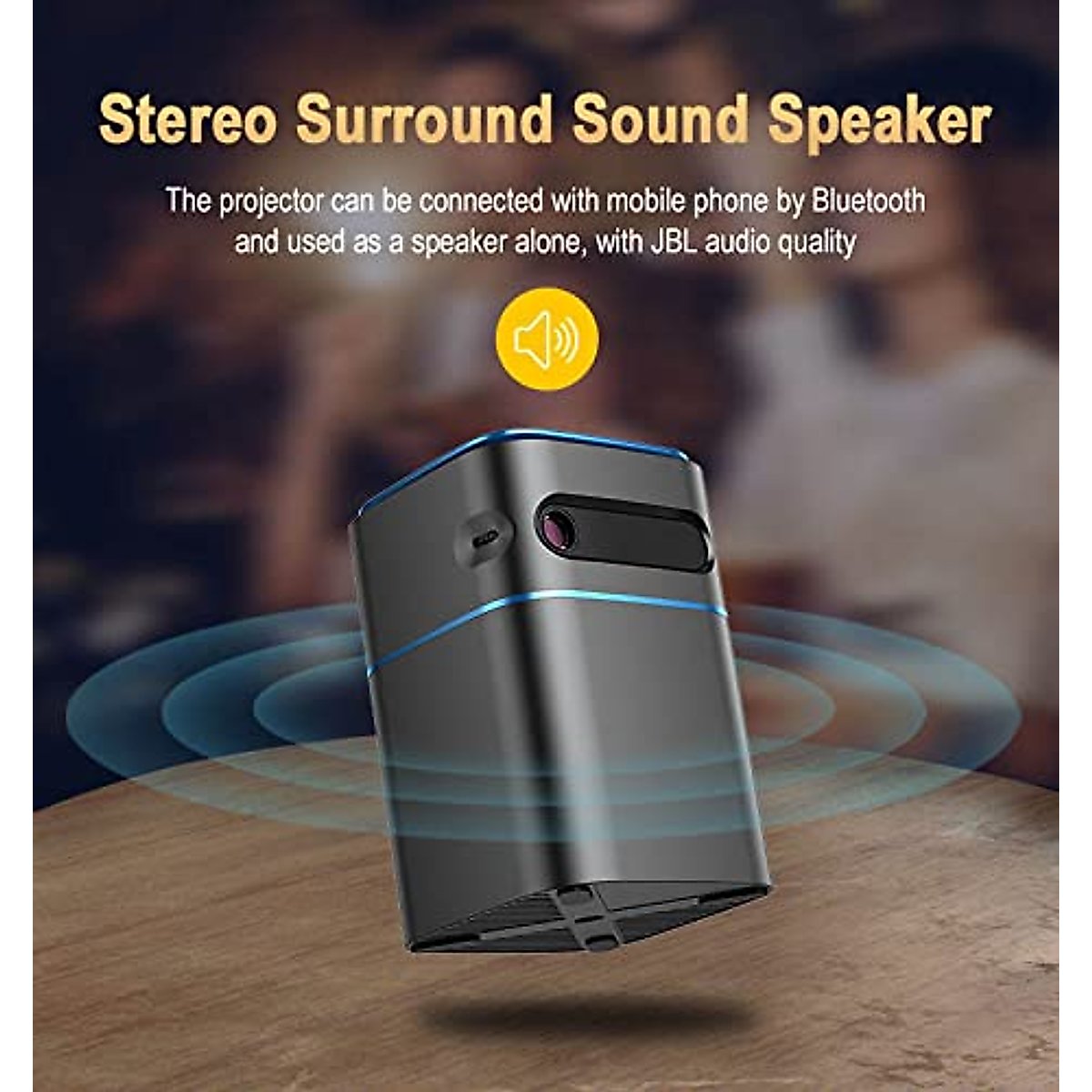 D042 Portable Digital Wireless Projector with HD Smart WiFi Video Portable. 3600 Lumens Surround Sound connectivity for Best Movie Sound Performance. Android 9 with Full Market Support.