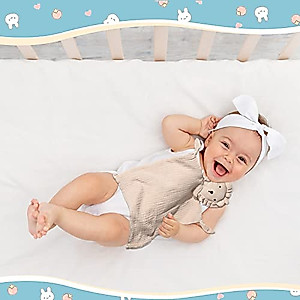 Tudomro 4 Pcs Organic Cotton Muslin Lovey Blanket Muslin Loveys for Babies, Bunny Lion Soft Breathable Security Blanket Lovies for Babies, Baby Gifts for Boys Girls (Gray, Khaki, Dark Green, Teal)