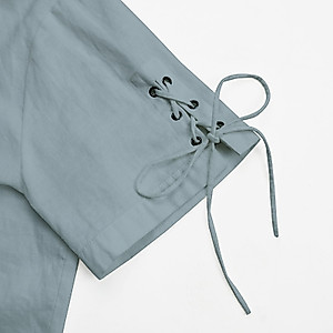 IWQBQ Mens Renaissance Shirt Pirate Medieval Viking Steampunk Top Lace Up V Neck Linen Short Sleeve Halloween Costume(Z2827BU,3XL)