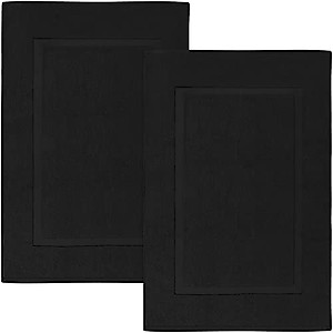 Utopia Towels Bundle Pack of 600 GSM Bath Sheet Set (2-Pack) and Banded Bath Mats (2-Pack) – 100% Ring-Spun Cotton – Highly Absorbent – Soft & Luxurious – Black