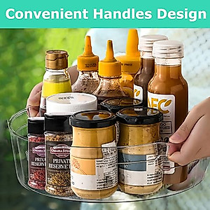 Terfik 4 Pack Lazy Susan Organizer, 11.5 Inch Clear Lazy Susan Turntable for Cabinet with Handles, 360 Rotating Acrylic Turntable Organizer for Refrigerator, Dining Table, Kitchen Countertop, Pantry