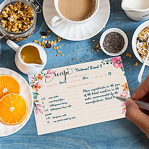 LotFancy Recipe Cards, 4x6 Inch, 60 Count, Double Sided, Blank Recipe Cardstock, Floral Recipe Index Cards