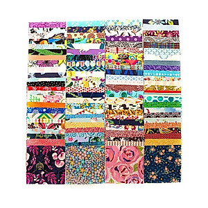 100 Pcs Fabric Strips Cute, Beautiful 100% Cotton Fabric Quilt Squares Scrappy, Width 5 inch Length 5 inch, Gift Assorted pre-Cut Charm Pack Squares, DIY Blanket