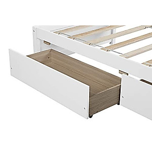 Manijind Twin Bed Wooden Bed Frame with Storage Drawer Single Bed Platform Solid Wood DayBed for Adults, Kids,Teens, No Box Spring Needed