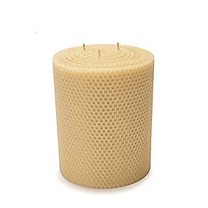 Hand Rolled Beeswax Pillar Candles by Little Bee of Connecticut (6 x 5 Inch Triple Wick)
