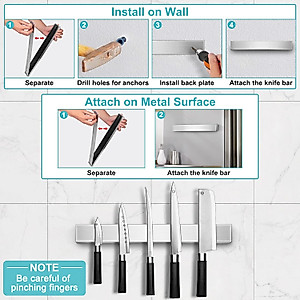 Magnetic Knife Holder for Wall 24 Inch Knife Magnetic Strip Refrigerator Knife Magnet Bar Wall Mount Knife Rack for RV Kitchen Utensil Holder Metal Tool Holder Knife Block for Kitchen Organization