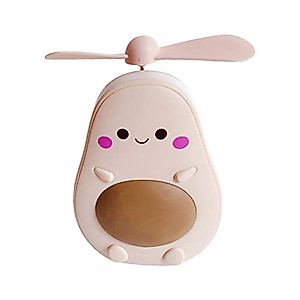 Dft Portable Avocado Shape Handheld Mini Air Cooler Fan with Fill Light Mirror USB Rechargeable Small Personal Cooling Tools