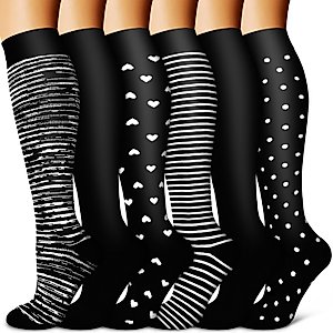BLUEENJOY Copper Compression Socks for Women & Men (6 pairs) - Best Support for Nurses, Running, Hiking, Recovery