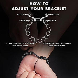 CARITATE Black Beaded Bracelets for Men Boys - 6mm Obsidian Onyx Lava Beads Mens Bracelet Set Mens Jewelry - Cool Anniversary Valentines Fathers Birthday Gifts for Him Boyfriend Husband Man Son Dad