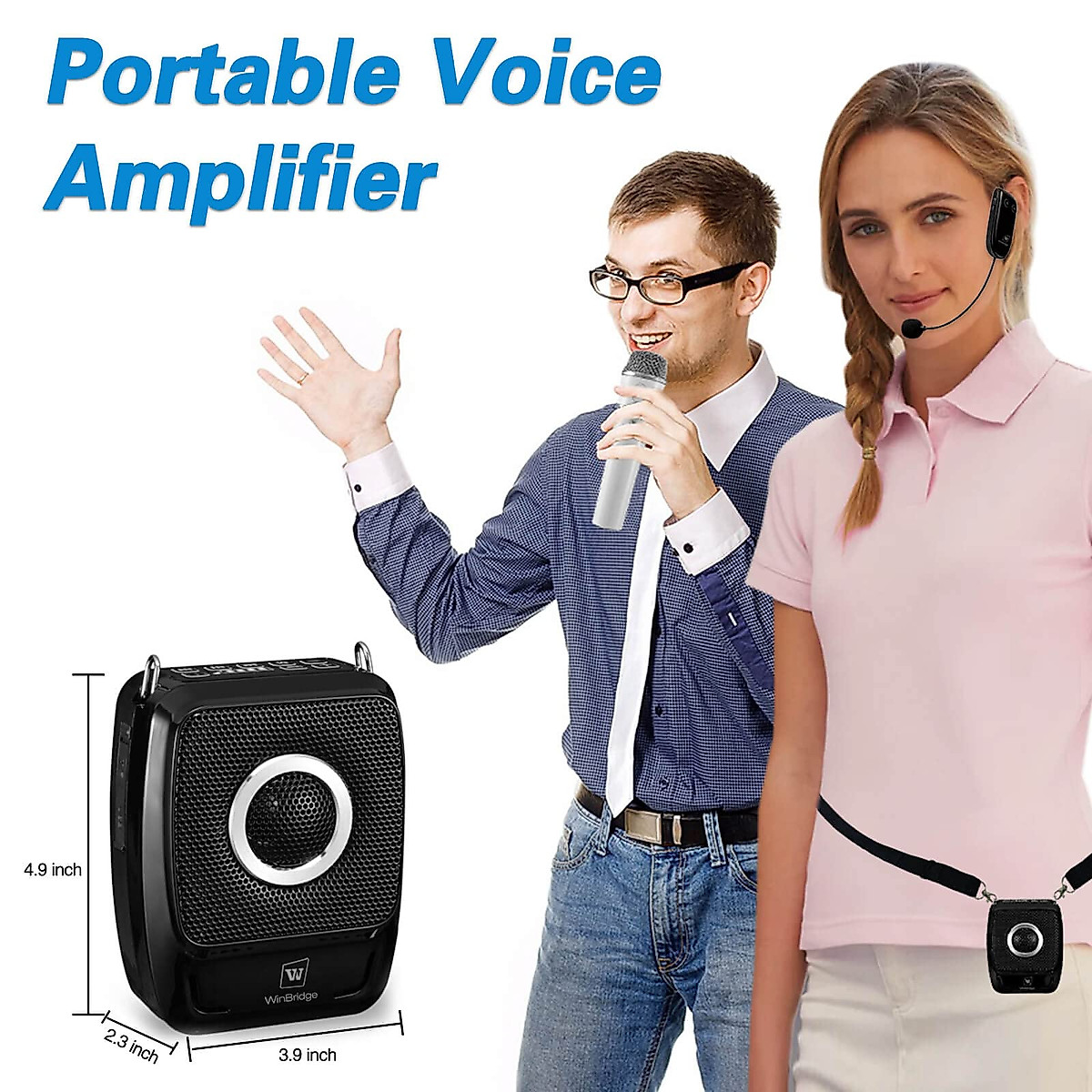 Bluetooth Voice Amplifier Personal Portable Pa System, 25W Megaphone Speaker with 2 Wireless Mics, Voice Amplifier with Wireless Microphone System for Teachers Teaching Singing Outdoor Indoor ect
